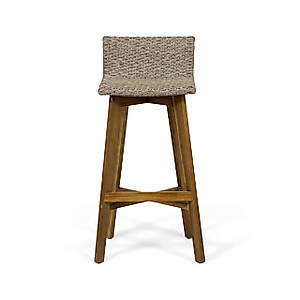 Christopher Knight Home La Brea Outdoor Acacia Wood and Wicker Barstools (Set of 4), Light Brown and Teak