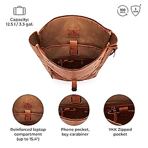 BERLINER BAGS Vintage Genuine Leather Backpack Utrecht M, Laptop Backpack, Travel Backpack for Women and Men - Brown