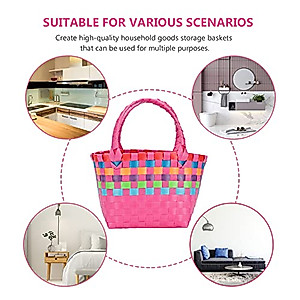 Cabilock Wicker Storage Basket Hand Woven Storage plastic shopping bag plastic baskets containers women beach bag Basket Beach Woven Baskets