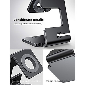 Lamicall Stand for Apple Watch, Charging Stand - Desk Watch Stand Holder Charging Dock Station compatible with Apple Watch Series SE Ultra/Series 8/7/6/5/4/3/2/1, 49mm/45mm/44mm/42mm/41mm/ 38mm, Black