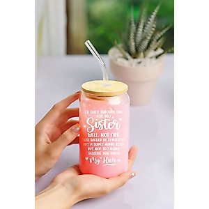 NewEleven Mothers Day Gifts For Sister From Sister, Brother - Unique Birthday Present For Sister, Soul Sister, Big Sister, Little Sister, Sister In Law, Sibling, Bestie - 16 Oz Coffee Glass