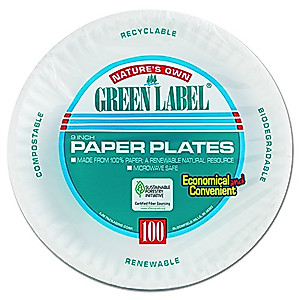 AJM Packaging - AJMPP9GRAWH Corporation PP9GRAWH Paper Plates, 9" Diameter, White, 12 Packs of 100 (Case of 1200)