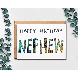 EruditeGifts Happy Birthday Nephew Card, 5 x 7 Inches, Blank Inside, Envelope Included