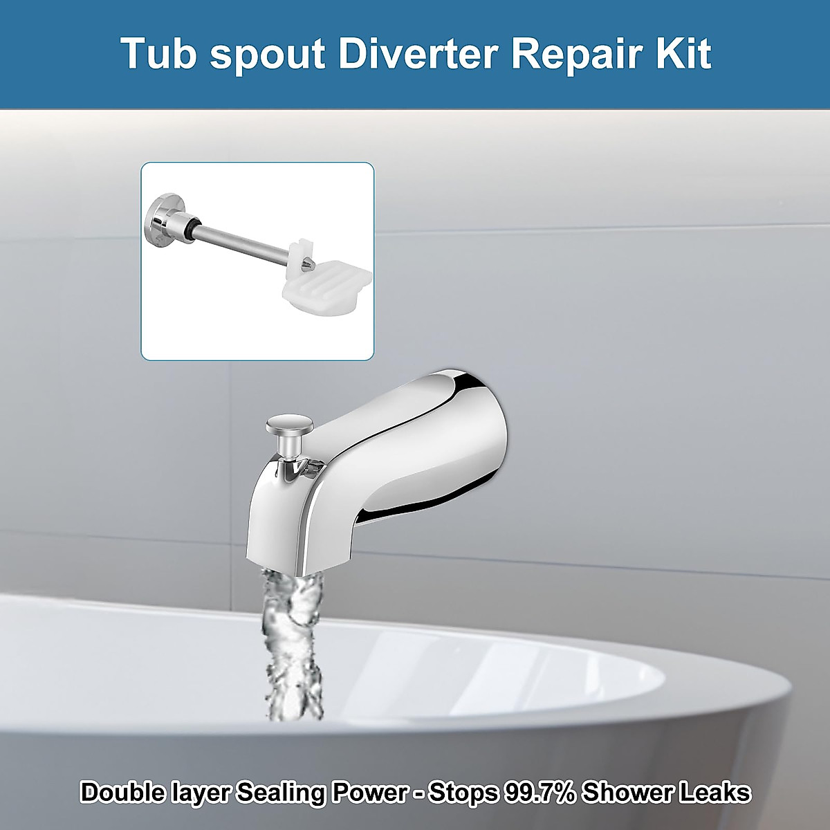 4 Set Tub Spout Diverter Repair Kit for Tub Spout Replacement with O-Ring & Gasket, Diverter Repair Kit-Tub Faucet Repair Replacement Parts for Broken or Leaking Repairs(Silver)