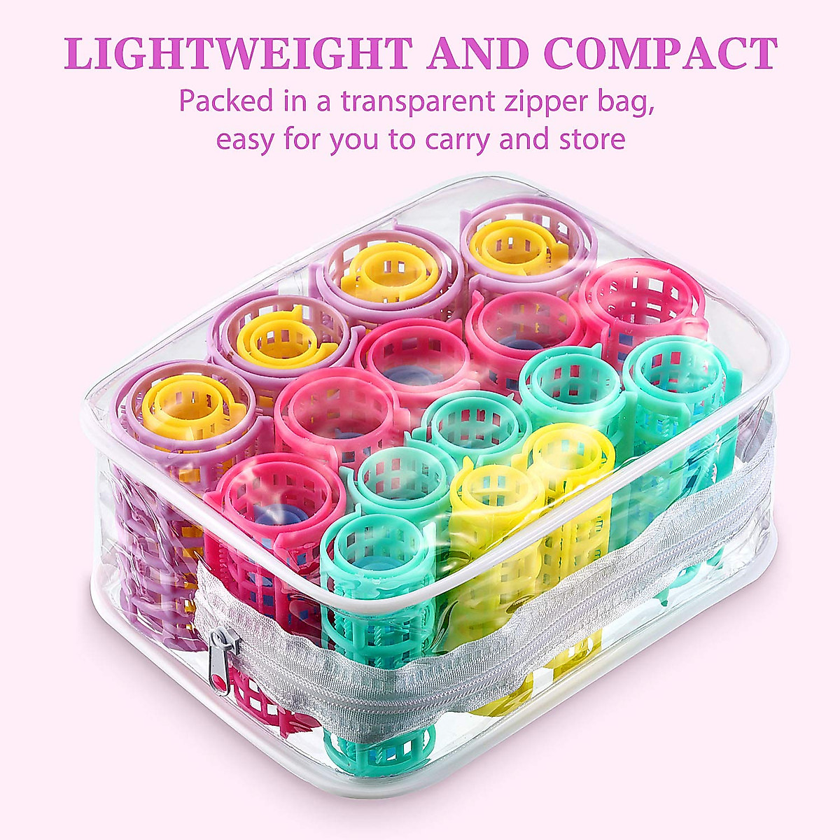 30 Pieces Plastic Hair Rollers - Self-Grip Curlers in 5 Sizes, No Heat Required for DIY Hair Styling and Salon Use