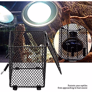 Reptile Anti Scald Burn Protective Lampshades Day Night Ceramic Light Bulb Enclosure Cage Protector for Feeding Box in Case Scald(Cubiod Shape)