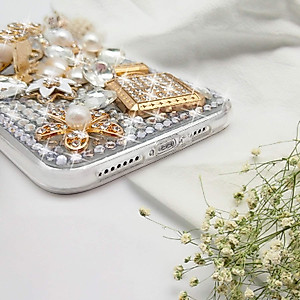 Guppy for iPhone 11 Pro Max Case Women Luxury 3D Bling Shiny Rhinestone Diamond Crystal Pearl Handmade Pendant Iron Tower Pumpkin Car Flowers Soft Protective Anti-Fall Case for iPhone 11 Pro Max