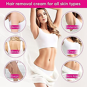 Hair Removal Cream, Painless Hair Remover Depilatory Cream for Underarms Bikini Pubic and Body Fast & Effective Suitable for Women