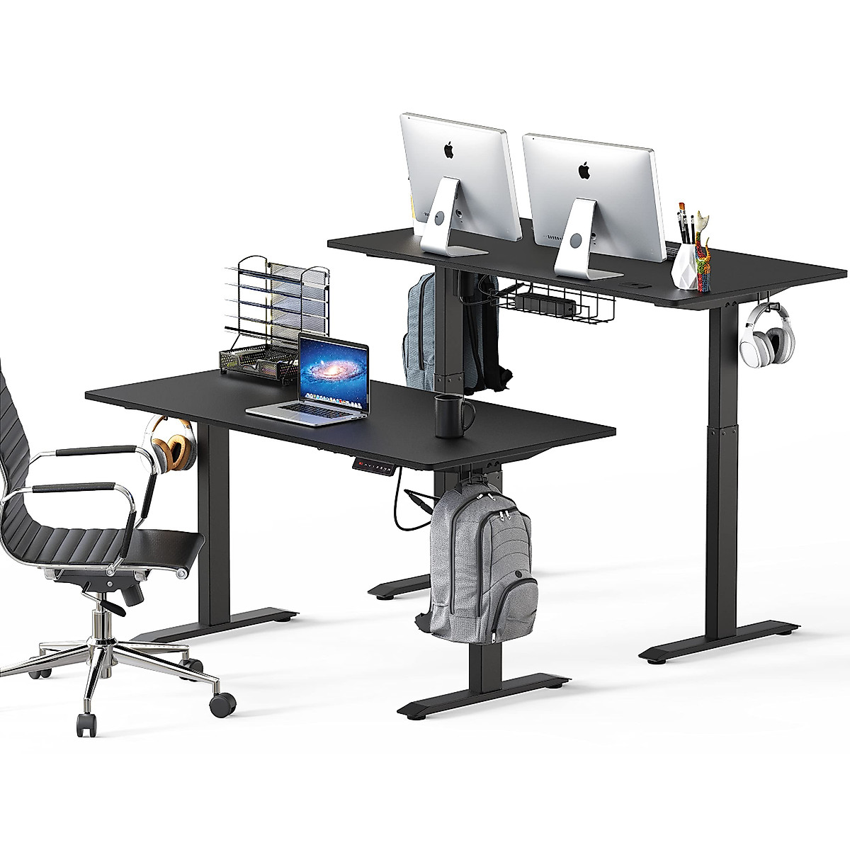 SHW 55-Inch Large Electric Height Adjustable Standing Desk, 55 x 28 Inches, Black