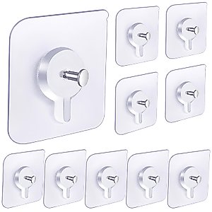 YOGEERNIC Adhesive Hooks for Wall(13lb Max), Wall Hangers Without Nails for Photos Frames, Utility Waterproof and Oil Resistant Hooks for Decorations and Bathroom Kitchen Racks -10 Pack