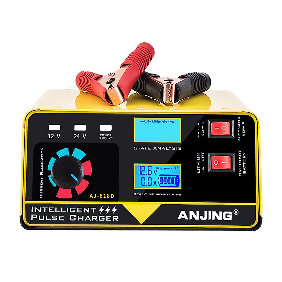 12V 24V Car Battery Charger, 15A Lead-Acid Lithium Battery Charger, Smart Trickle Charger Maintainer, Deep Cycle Battery Repair Charger Automotive Desulfator for Car Motorcycle Truck Boat Lawn Mower