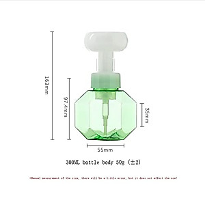 Soap Pump Dispenser 300ml Soap Dispenser Empty Plastic Bottle Flower Liquid Soap Dispenser Soap Foam Flower Shower Gel Foam Pump Bottle for Bathroom Kitchen Bottles Dispenser (Color : Transparent)