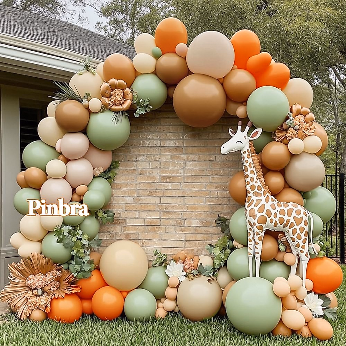 Dusty Green Orange Balloon Garland - Double Stuffed Blush Brown Nude Balloon Arch Avocado Green White Sand Balloons for Neutral Baby Shower Bridal Shower Gender Reveal Birthday Fall Party Decorations