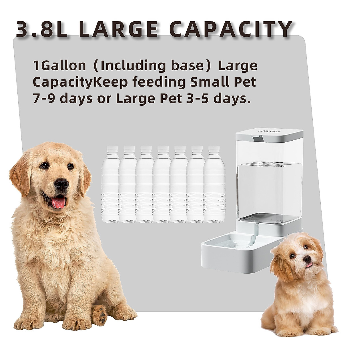 NKECOBJI Gravity Pet Feeder and Water Dispenser Set, Automatic Dog Feeder and Dog Water Dispenser for Dogs Cats Pets Animals Large Capacity(Water Feeder)
