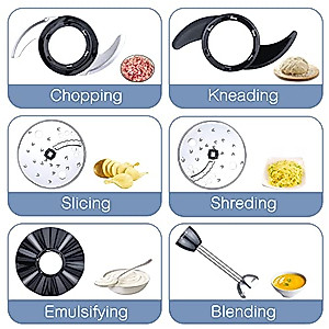 Davivy Immersion Blender Handheld, 6-in-1 Hand Blender Combo, 8 Cup Food Processors Stepless Control 304 Stainless Steel Stick Meat Chopping,Emulsifying,Mixing,Doughing,Slicing,Shreding for Homeuse,Black,500W (8-CUP Hand Blender Combo)