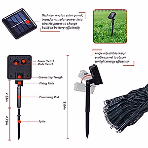 Solar String Lights Outdoor, 2 Pack 100 Led Outdoor Solar Christmas Lights, 8-Modes Waterproof Fairy Lights for Christmas, Gardens, Wedding, Party Decoration (Warm White)