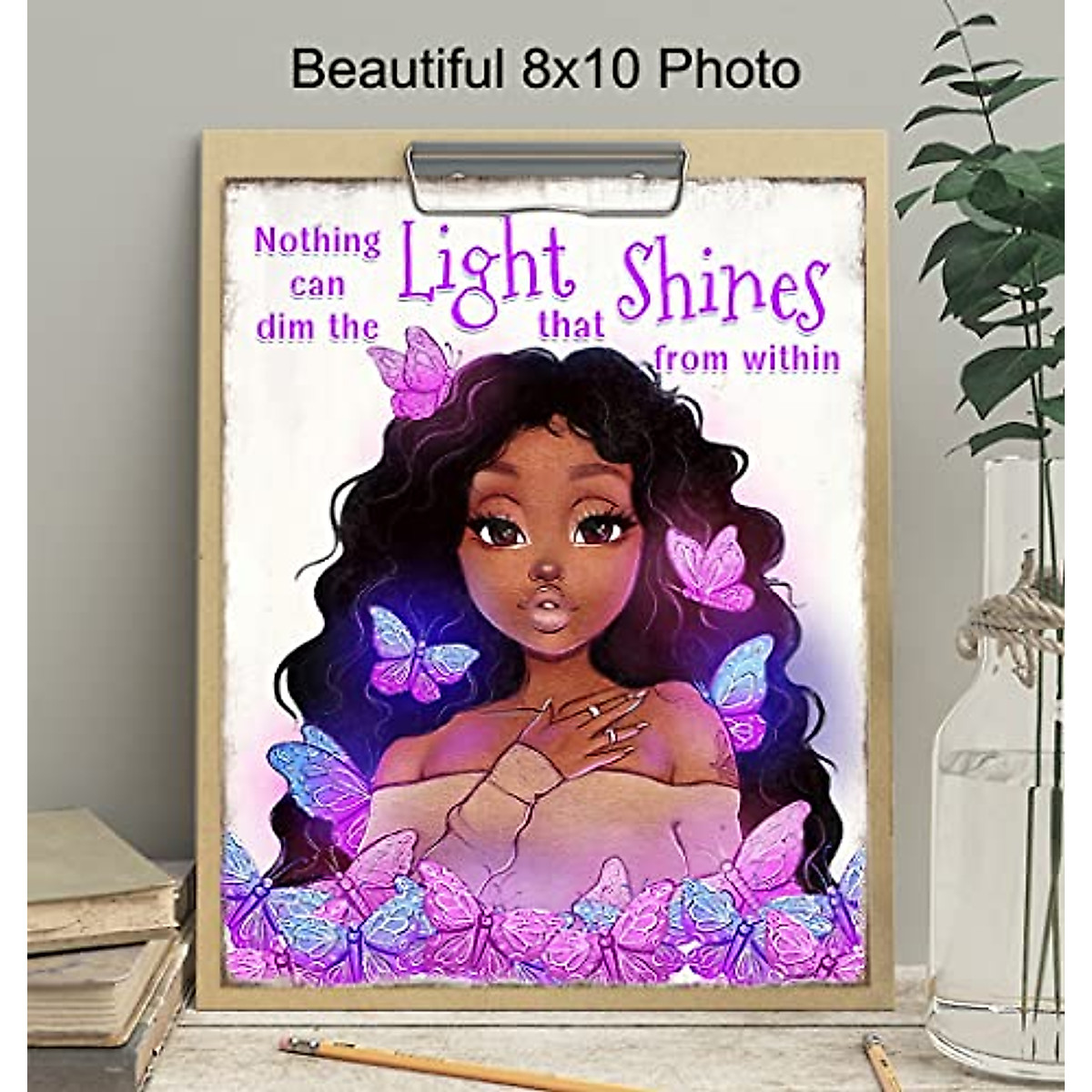 African Americans Black Girl Magic Wall Art & Decor - Black women Inspiration Saying - Women's empowerment Motivational poster - Teen Little Girls Bedroom decoration - Daughter Gift - Family Wall Art