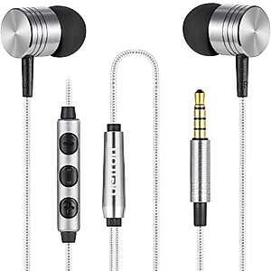 Betron B650 Earphones Wired Headphones in Ear Noise Isolating Earbuds with Microphone and Volume Control Powerful Bass Driven Sound, 10mm Large Drivers