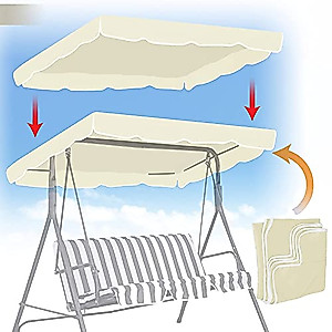 JHGF Patio Swing Canopy Fabric Waterproof Top Cover Cloth, Replacement Canopy Cover, All Weather Protection Outdoor Garden Furniture Covers for 2/3-Seater Chair Awning Glider Swing Cover