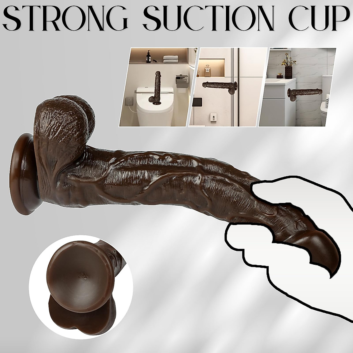 10.8 inch Realistic Dildo Adult Sex Toy,Silicone Dildo Huge Penis with Powerful Suction Cup for G-spot Vagina Anal Sitimulation,Big Black Cock Thick Anal Dildos Sex Toys for Women