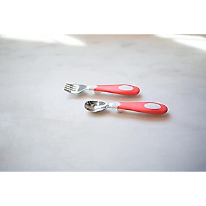 Dr. Brown’s Designed to Nourish Soft-Grip Spoon and Fork Set, Coral (Pack of 2)