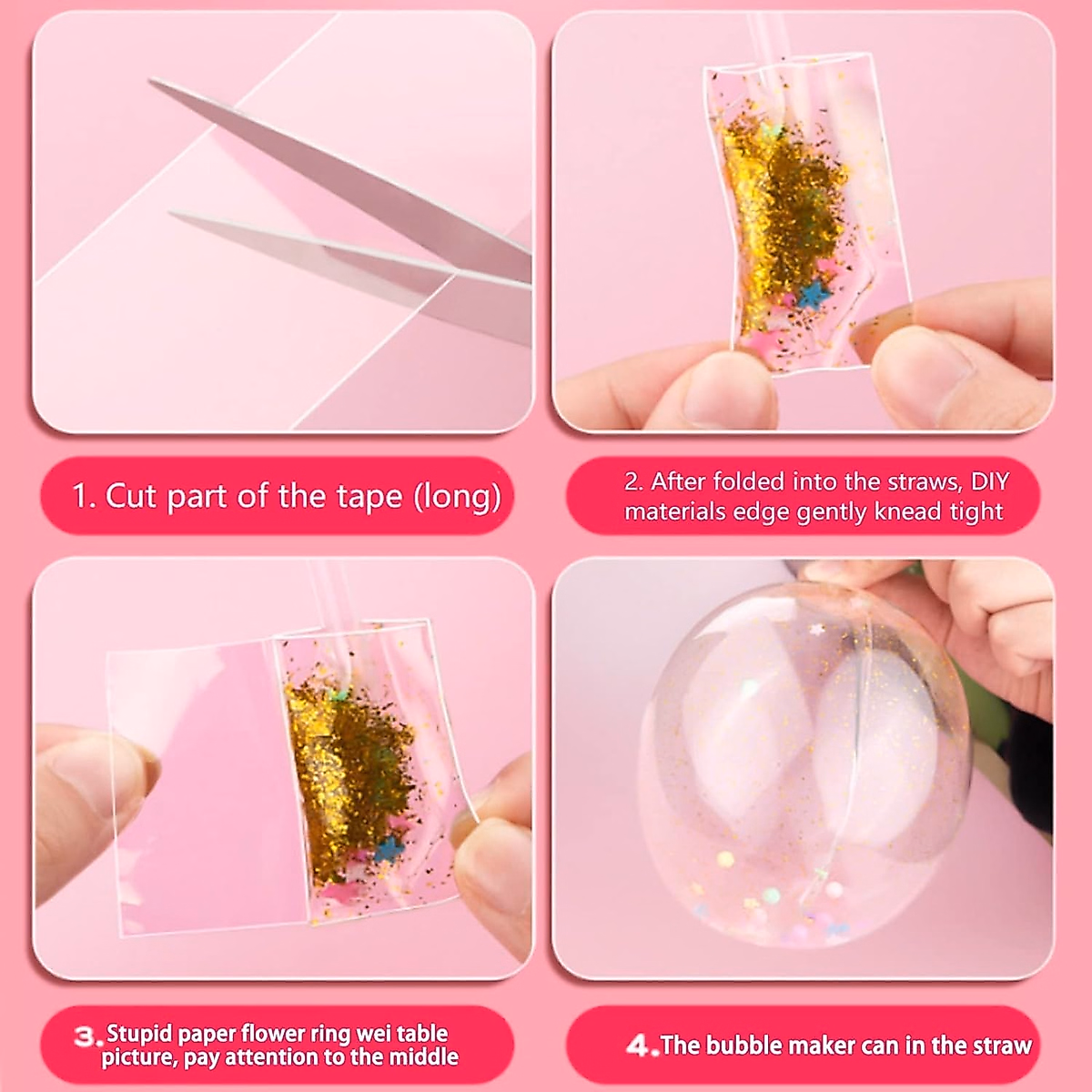 2Pcs Transparent Creative Nano Tape Bubbles, DIY Multiple Play Methods Intellectual Development Nano Tape Kneading Toys, Double Sided Nano Tape Elastic Bubble DIY Craft Kit, Party Supplies, Bubbles