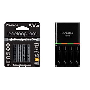Eneloop Panasonic pro AAA Batteries (8-Pack) and Advanced pro 4 Hour Quick Charger