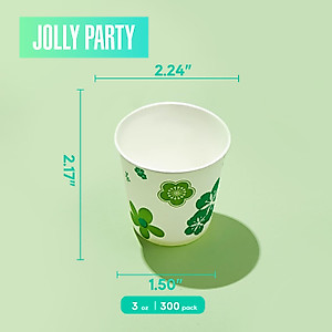 [300 Pack] Paper Cups, 3oz Disposable Bathroom Cups, Mouthwash Cups, Cold Disposable Drinking Cup for Party, Picnic, BBQ, Travel, and Event, Green Floral