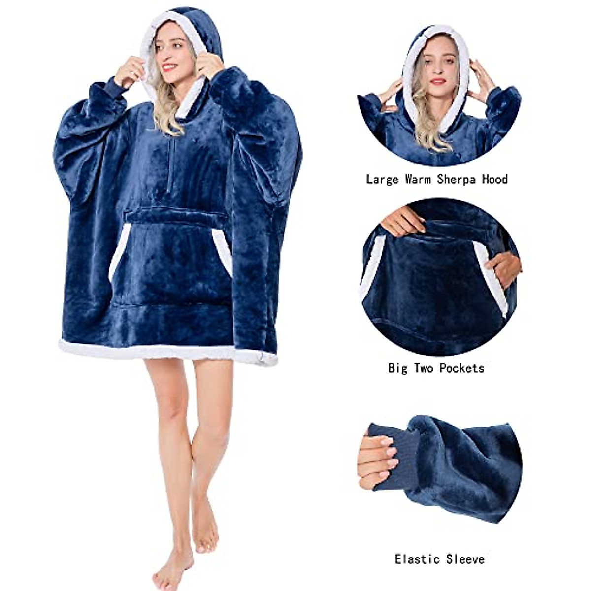 liquaurum Blanket Hoodie Oversized Wearable Blanket Sweatshirt with Giant Pockets for Men Women Soft Warm Cozy for Adults