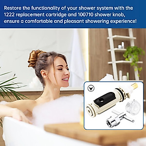 1222 Replacement Cartridge with 104421 Cartridge Puller and 100710 Shower Knob, Shower Repair Kit Compatible with Moen Posi-Temp One-Handle Tub and Shower
