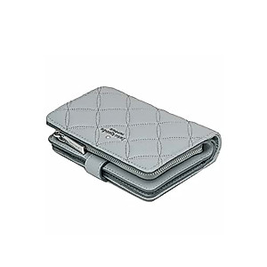 Kate Spade Natalia Quilted Leather Medium Compact Bifold Wallet in Brushed Steel