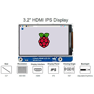 waveshare 3.2inch IPS LCD Display (H) for Raspberry Pi 4B/3B+/3B/2B/Zero/Zero W/Zero WH and Jetson Nano and Windows 11/10/8.1/8/7, 480×800 Pixel, Adjustable Brightness, No Touch