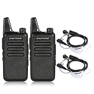 Zastone X6 Rechargeable Long Range Two-Way Radios with Earpiece 2 Pack 3W 16-Channel UHF Walkie Talkies