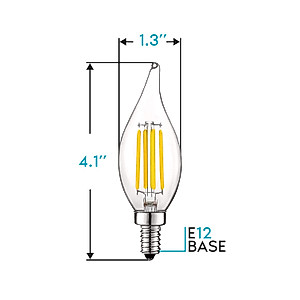 LUXRITE Vintage Candelabra LED Bulb 60W Equivalent, 550 Lumens, 3500K Natural White, LED Chandelier Light Bulbs 5W, Dimmable, Flame Tip Clear Glass, Filament LED Candle Bulbs, E12 Base (6 Pack)
