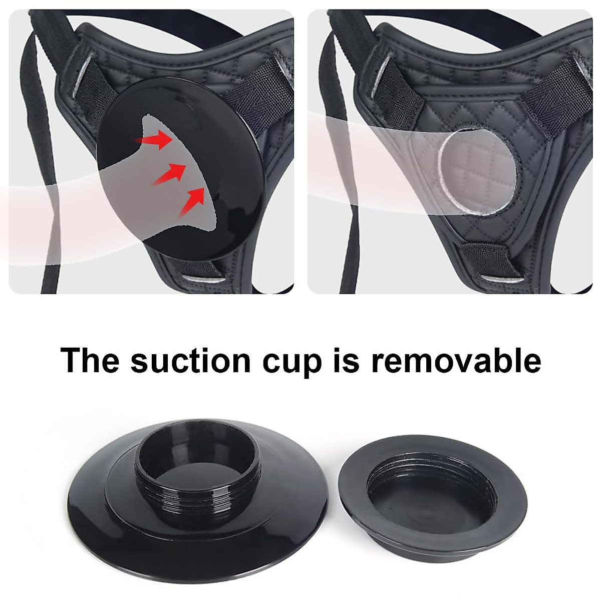 Strap On Dildo Strap Adjustable Universal Women Lesbian Sex Toy, PU Suction Cup Wear Leather Pants for Couple, O-Ring Strapon Compatible Seat Belt Harness Sexual Stuff Pegging Toys up 63" Waist