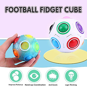 Moruska Rainbow Puzzle Ball Cube Magic Rainbow Ball Puzzle Color Shift Puzzle Ball Fidget Toy Stress Reliever Brain Teaser for Kids and Adults Set of 2