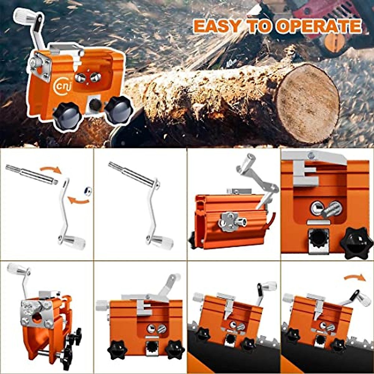 Chainsaw Chain Sharpening Jig, Hand Cranked Chainsaw Chain Sharpening Kit, Portable Fast Crank Chainsaw Sharpener Tool for 4"-22" Chain Saws Electric Saws DIY Lumberjack Garden Worker 【New Version】