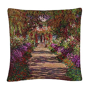 Trademark Fine Art Pathway Garden by Claude Monet, 16x16 Decorative Throw Pillow, Multi-Color