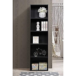 Hodedah Import 5 Shelf Bookcase, Black