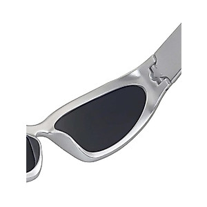ADE WU Wrap Around Fashion Sunglasses for Women Men Trendy y2k Silver Sport Sun Glasses Goggles Futuristic Shades