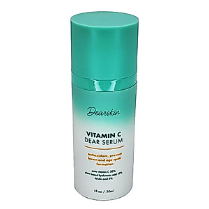 Dearskin Vitamin C Serum 20% - PURE L-ASCORBIC ACID, Ferulic Acid, Hyaluronic Acid Botanic, Vitamin E Organic Cruelty Free for Face and Neck Best Antioxidant, Treatment for Wrinkles, Men and Women