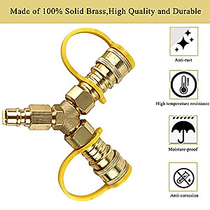 Hosile /8" Y-Splitter Separator Quick Connect/Disconnect Adapter for Low Pressure Natural Gas or Propane Systems,Suitable for Natural Gas Grills,RV,Courtyard Fire Pits.…