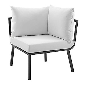 Modway Riverside Outdoor Furniture, Corner Chair, Gray White