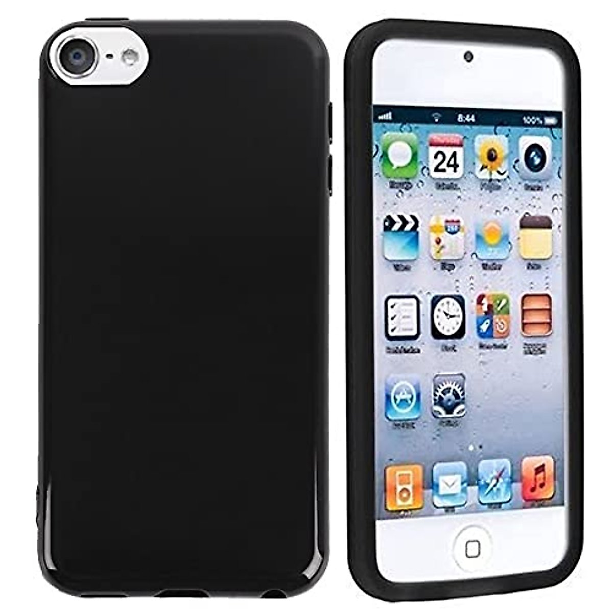 BLLQ Compatible with iPod Touch 7 Case ，iPod Touch 6 Case, iPod Touch 5 Case,Black Glossy TPU Soft Slim Light Thin Cover Skin Case Compatible with iPod Touch 5th / 6th / 7th Gen, Black