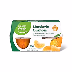 Amazon Fresh, Mandarin Orange in Fruit Juice, 4 Oz Bowls (Pack of 4) (Previously Happy Belly, Packaging May Vary)