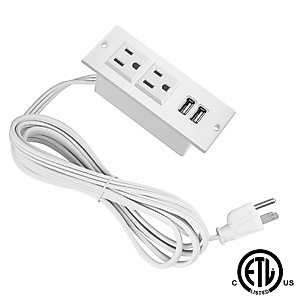 Furniture Recessed Power Strip, Recessed Desk Outlet with USB, in Conference Desk Recessed Power Outlets Socket, Desktop Power Grommet.