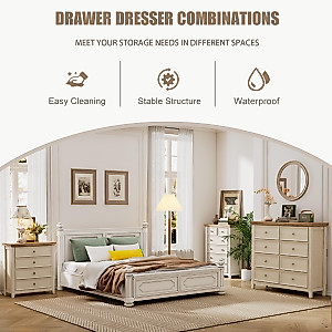 BLANKSPACE Dresser for Bedroom,Modern 8 Drawer Dresser, Wood Drawer Organizer with Metal Knobs, Large Capacity Wood Cabinet for Bedroom, Hallway
