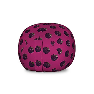 Ambesonne Natural Color Storage Toy Bag Chair, Repetitive Fruit Pattern with Juicy BlackBerry, Stuffed Animal Organizer Washable Bag, Large Size, Magenta Dark Purple