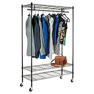 Omega 24" Deep x 30" Wide x 80" High 3 Tier Black Mobile Garment Rack