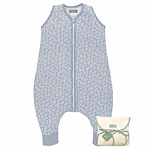 molis & co. Toddler Sleep Sack with Feet, 18-24 Months. 0.5 TOG Lightweight Baby Sleeping Bag with Legs. Unisex Leafprint. Cotton Toddler Wearable Blanket